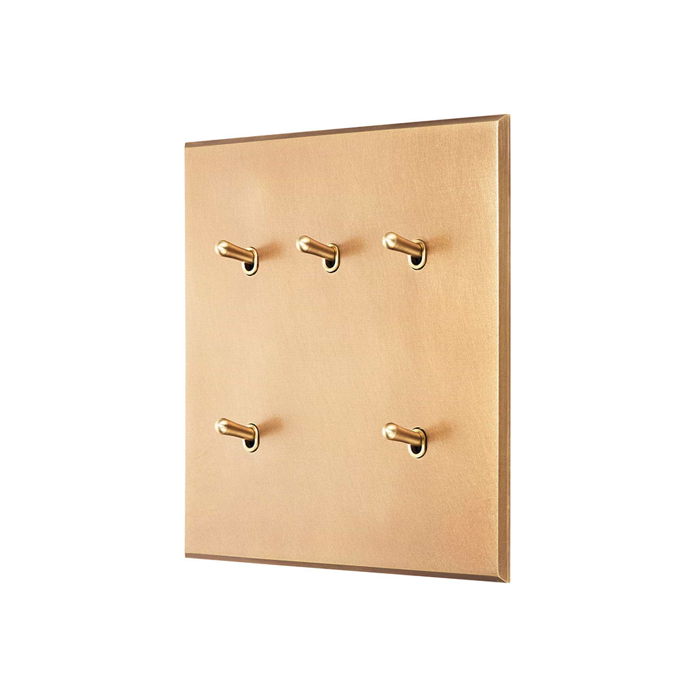 Soho Lighting Natural Brass 5 Gang 20A 2 Way Retractive Switch with ...
