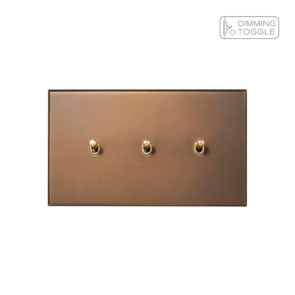 Soho Lighting Aged Brass 3 Gang 2 Way Dimming Toggle Switch with Brass ...
