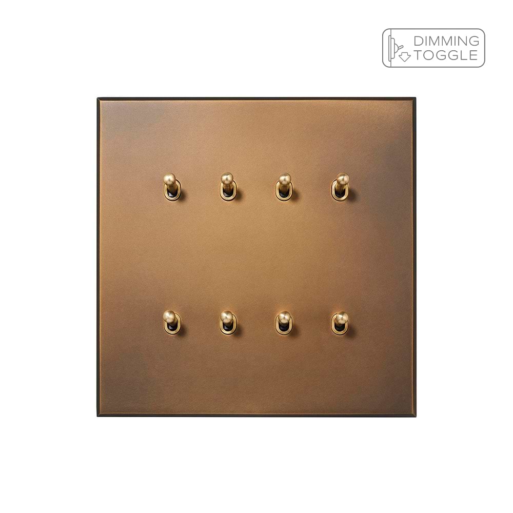 Soho Lighting Aged Brass 8 Gang 2 Way Dimming Toggle Switch with Brass ...