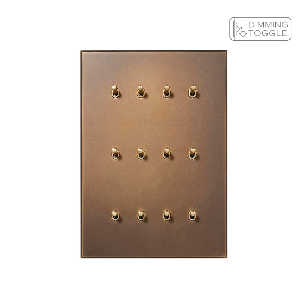Soho Lighting Aged Brass 12 Gang 2 Way Dimming Toggle Switch with Brass ...