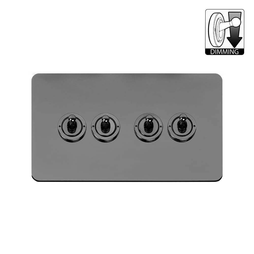 Black Nickel Dimming Toggle Switch | Black Nickel 4 Gang Dimming Toggle ...
