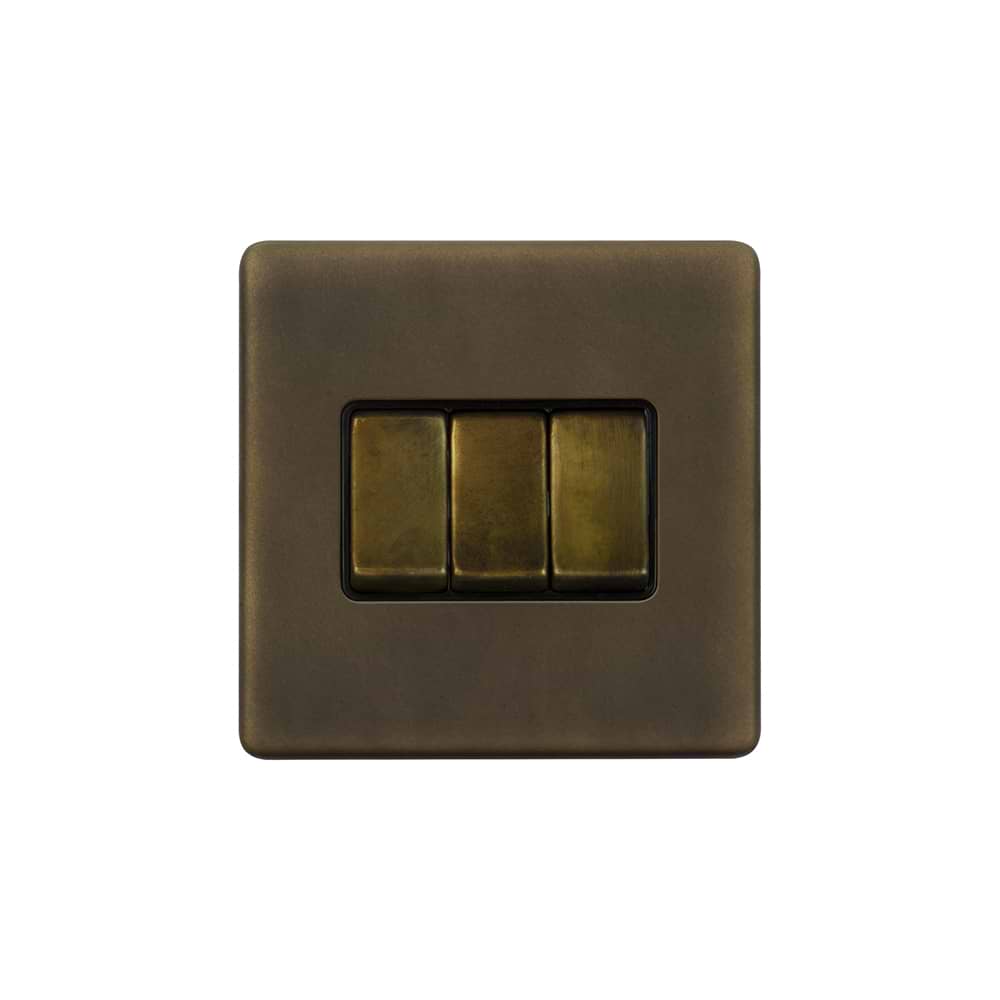 Vintage Brass Rocker Switch | Vintage Brass 3 Gang Light Switch - The ...