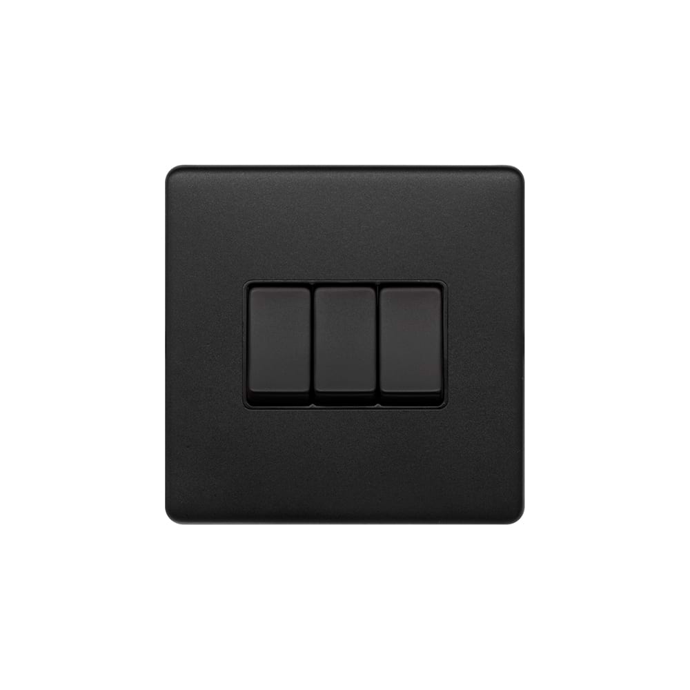 triple light switch black