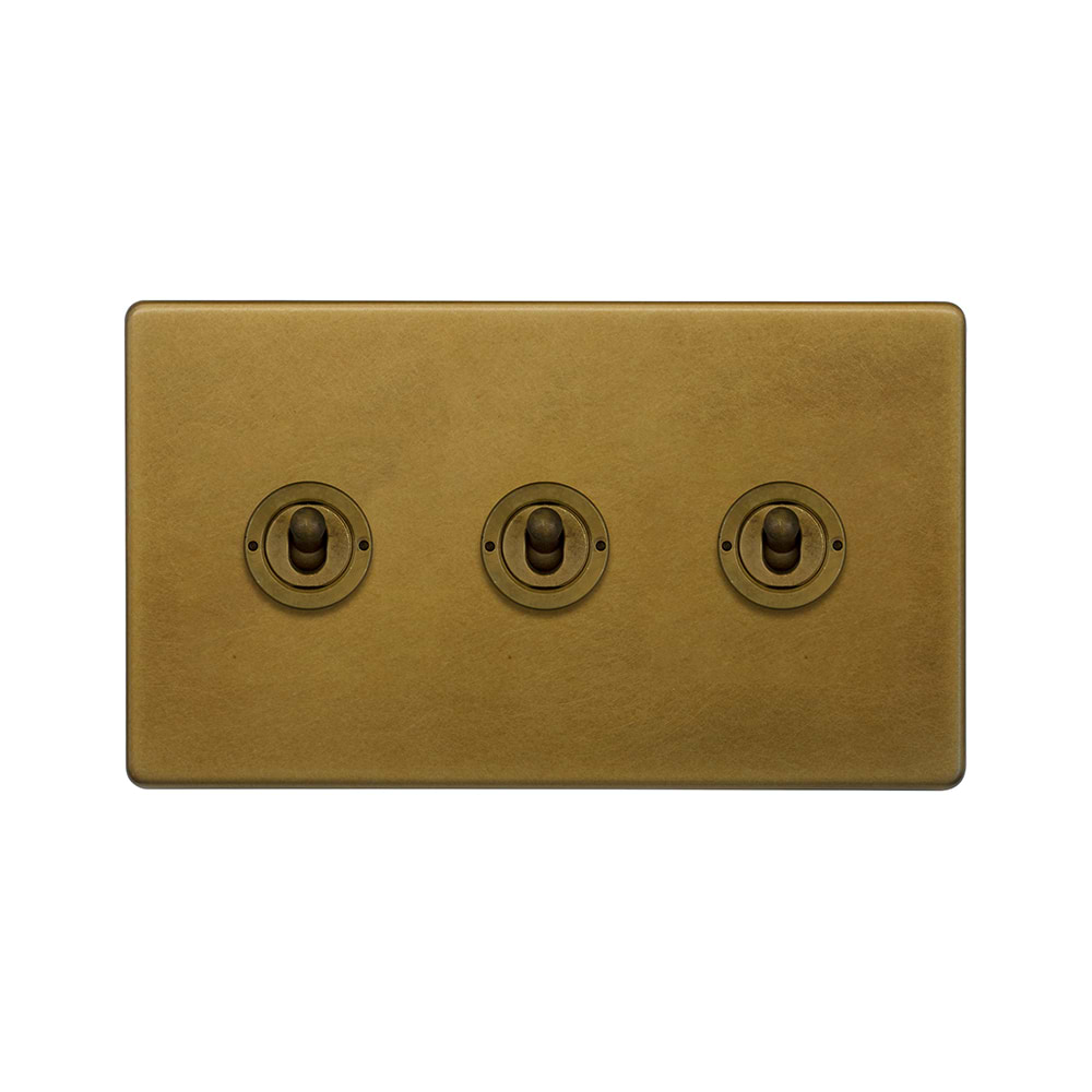 Old Brass Toggle Switch | Old Brass 3 Gang Toggle Light Switch - The ...