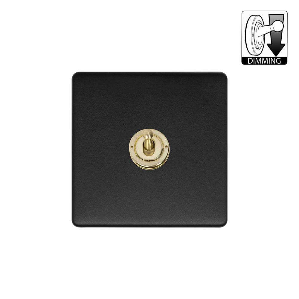 Soho Lighting Fusion Matt Black & Brushed Brass 1 Gang Dimming Toggle ...
