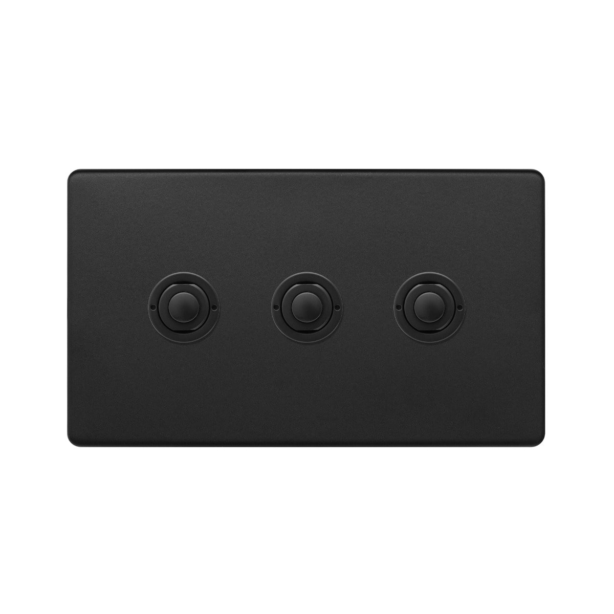 Soho Lighting Matt Black 3 Gang 6A 2 Way Retractive Push Button Switch ...