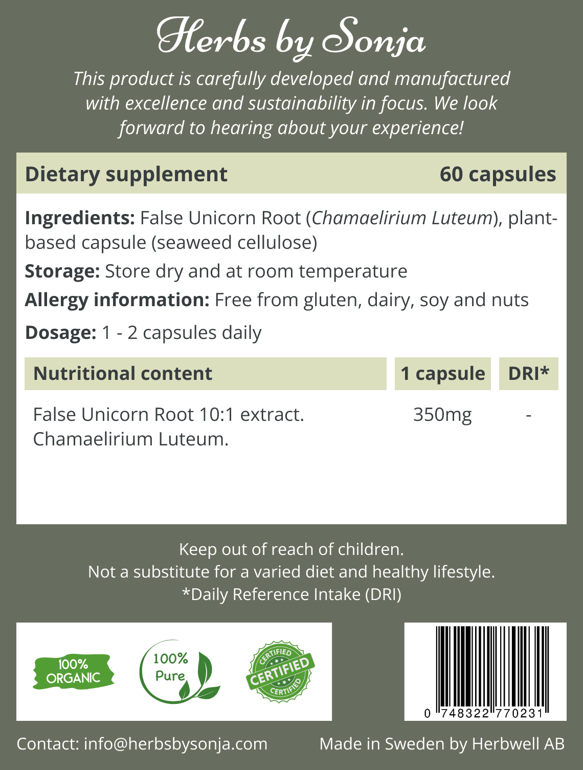False Unicorn root - Sonjas Apotek