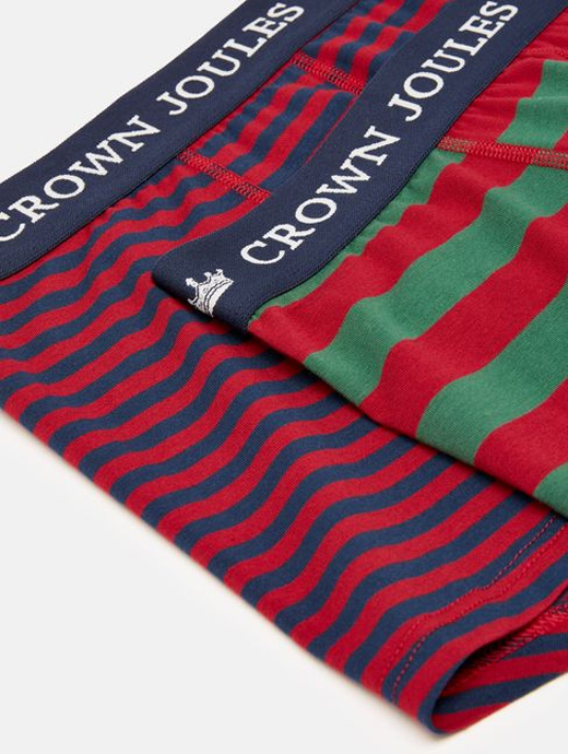 Joules Men's Crown Joules Boxer 2pk Green Stripe Red/Green Stripe