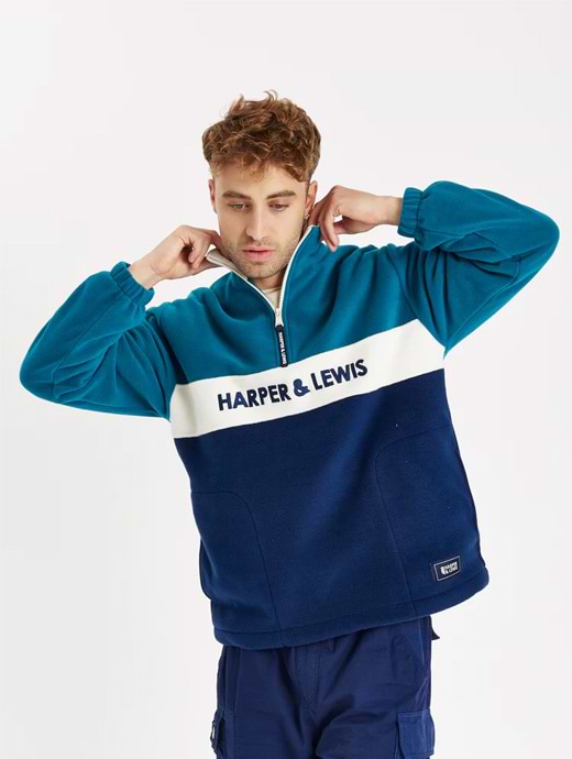 Harper & Lewis Men's Samara 1/4 Zip Fleece Colour Block