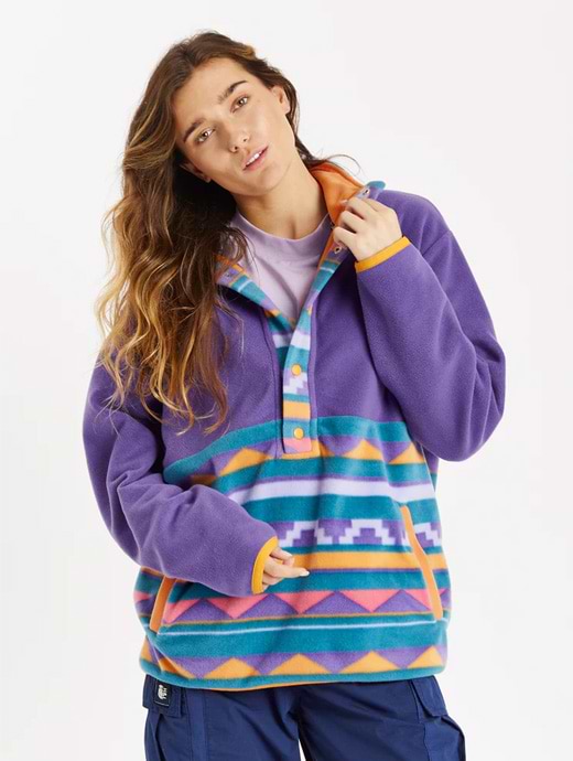Harper & Lewis Unisex Verbena Retro Pattern Popper Neck Fleece Colour Block
