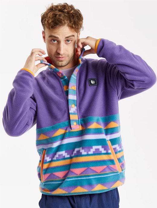Harper & Lewis Unisex Verbena Retro Pattern Popper Neck Fleece Colour Block