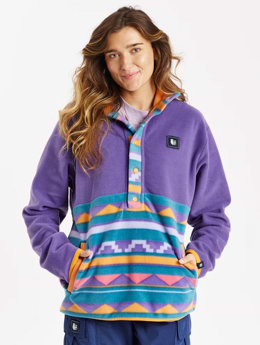 Harper & Lewis Unisex Verbena Retro Pattern Popper Neck Fleece Colour Block