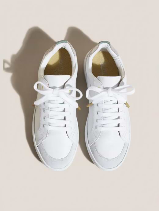 White Stuff Women's Leather Suede Trainer White Multi