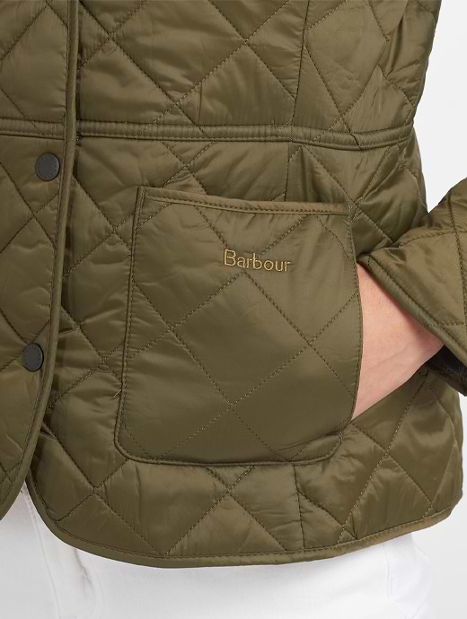 Barbour Deveron Quilted Jacket Olive/Pale Pink