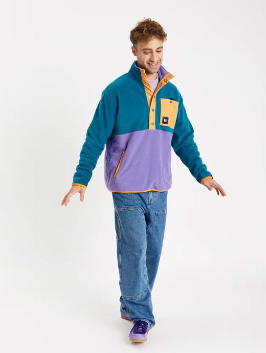 Harper & Lewis Unisex Oleander Popper Neck Fleece Colour Block