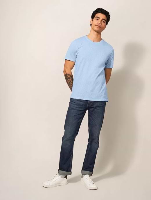 White Stuff Men's Abersoch Short Sleeve Tee Dusty Blue