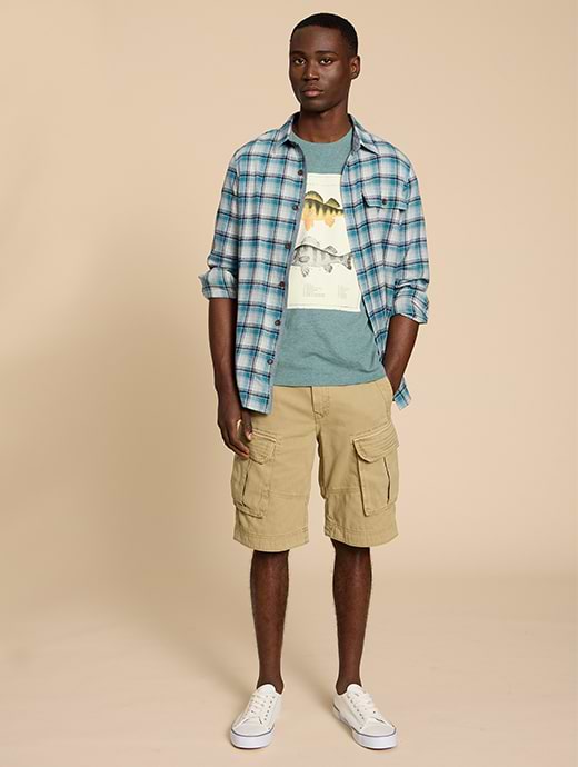 White Stuff Men's Halsall Organic Cargo Short Light Natural