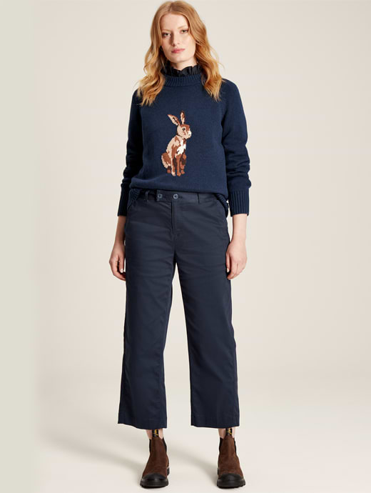 Joules Women's Margot Intarsia Jumper Navy Hare