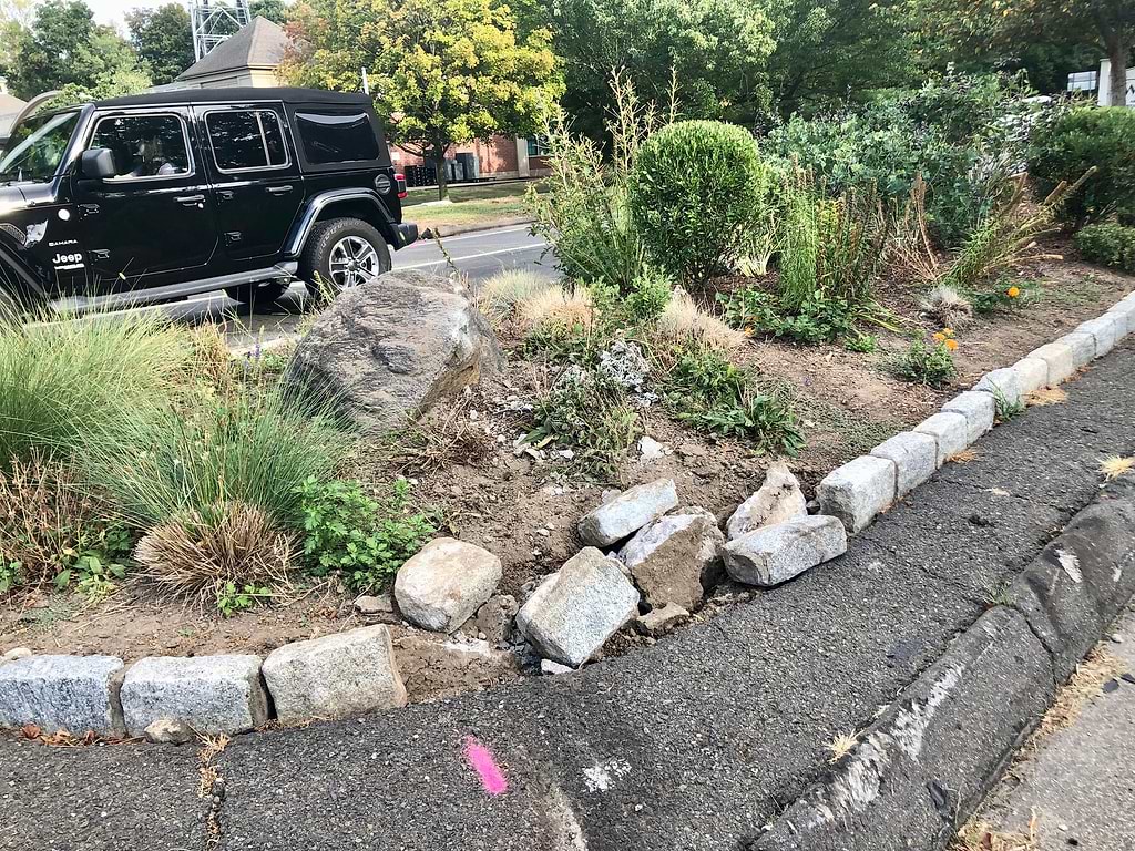 Connector rollover: Car appears to have veered off Post Road, struck ...