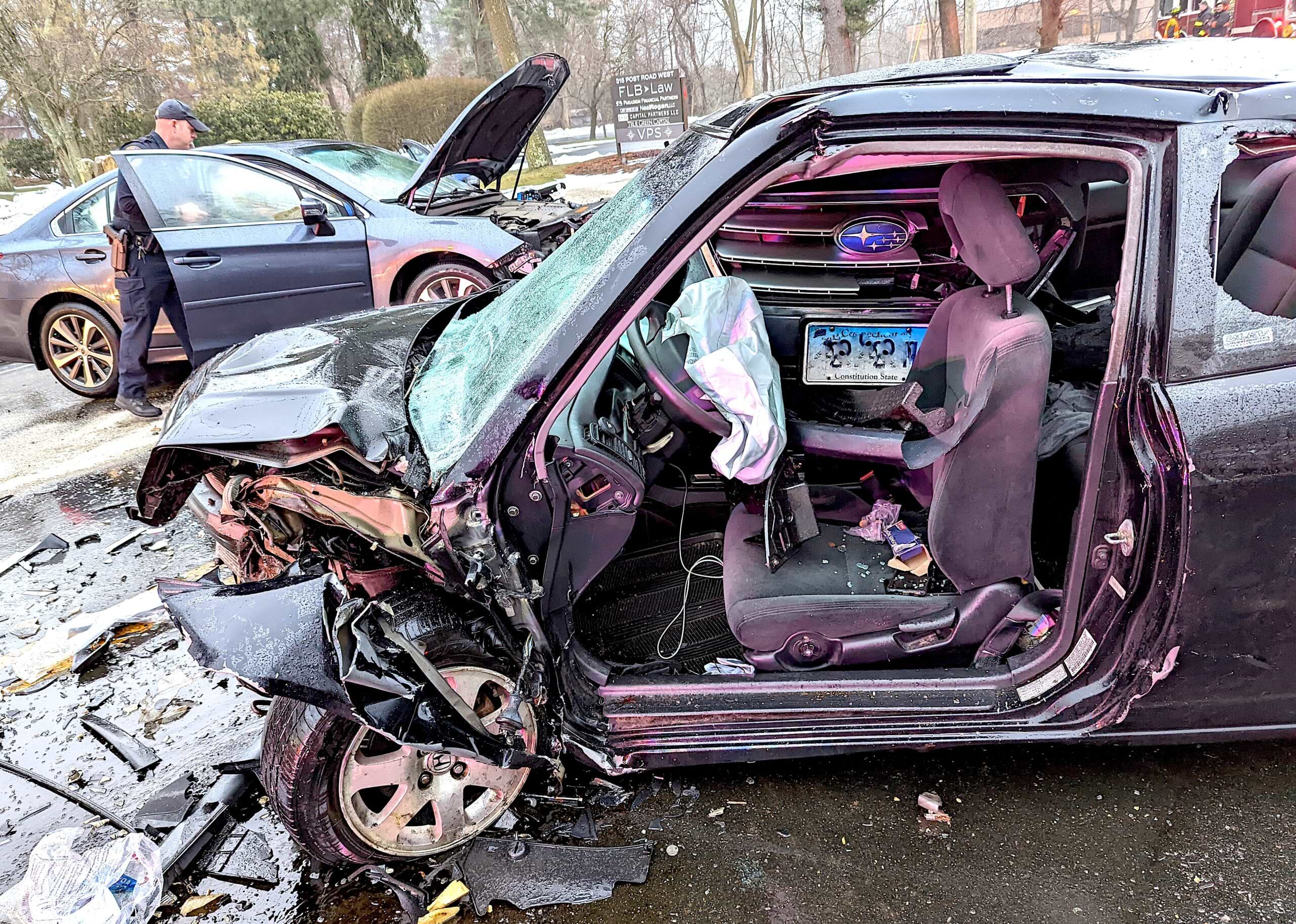 Three Car Crash On Post Road West Sends Two To Hospital Westport Journal