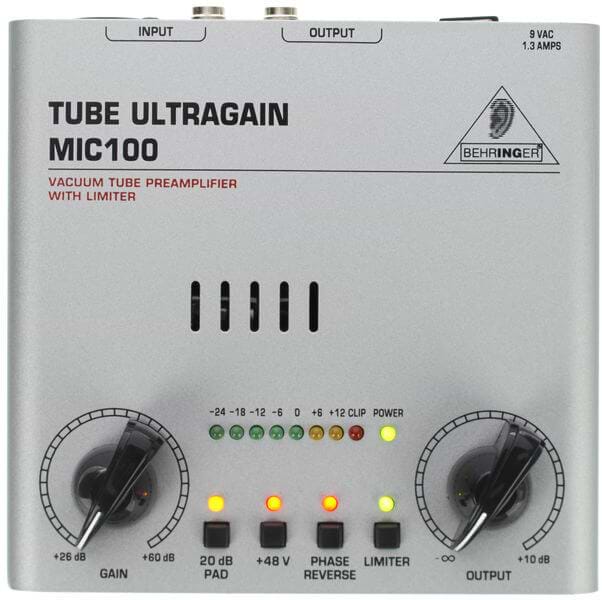 MIC100 Tube קדם מגבר שופרפרתי, חד ערוצי כניסות מיקרופון וליין של ...