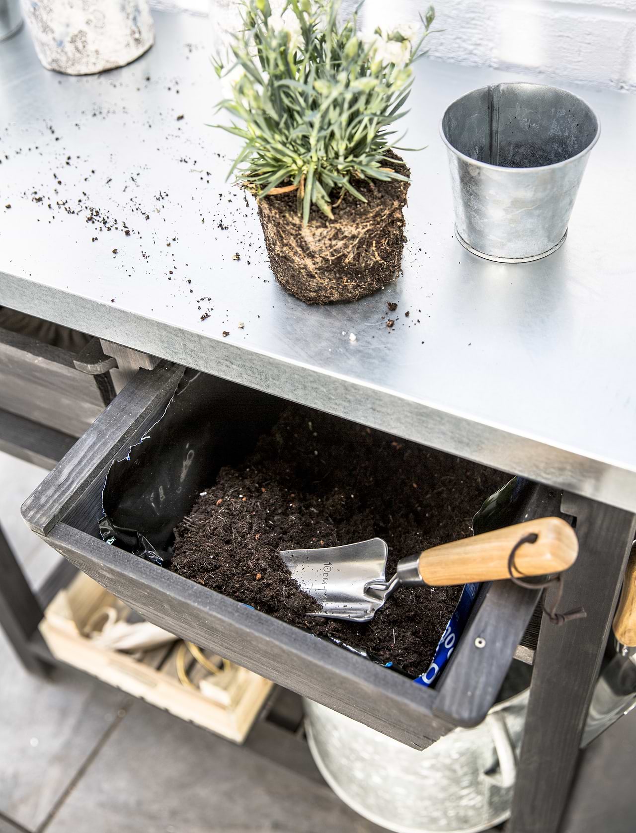 Metal potting bench store