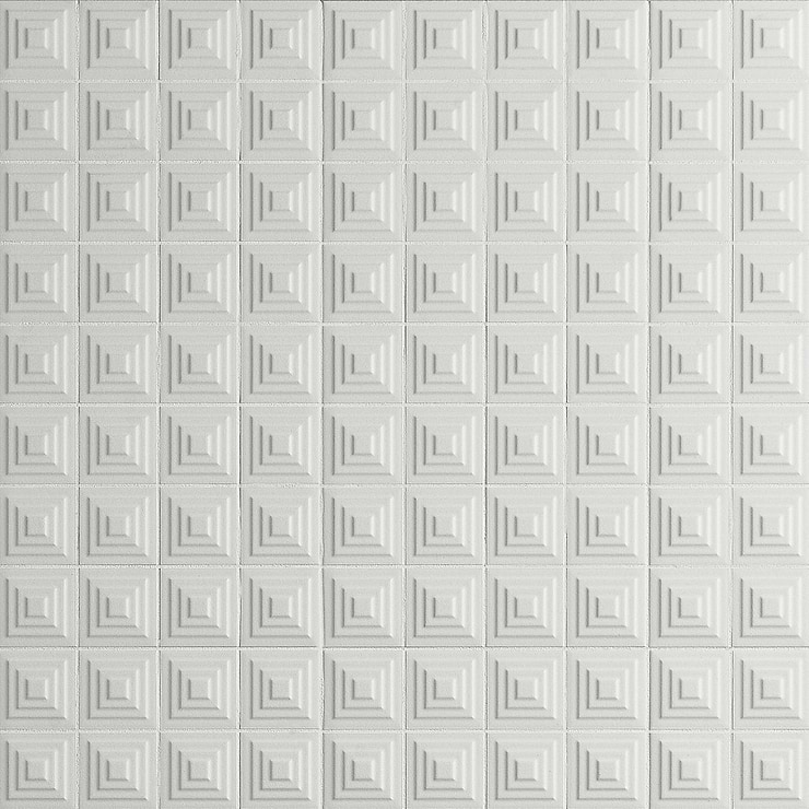Kinzie Pyramid White 8x16 3D Matte Ceramic Tile | Tilebar.com