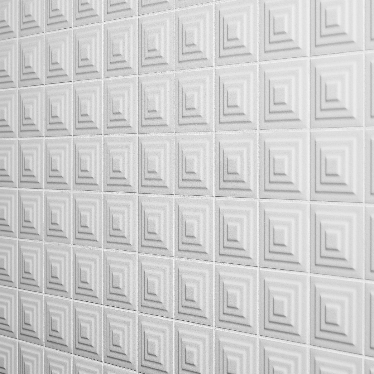 Kinzie Pyramid White 8x16 3D Matte Ceramic Tile | Tilebar.com