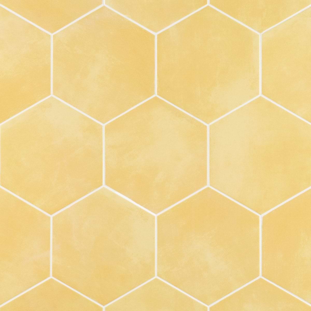 HexArt Yellow 8" Hex Matte Porcelain Tile | Tilebar.com