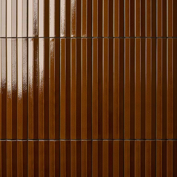 Ponto Ochre Yellow 5x16 3D Polished Porcelain Tile | Tilebar.com