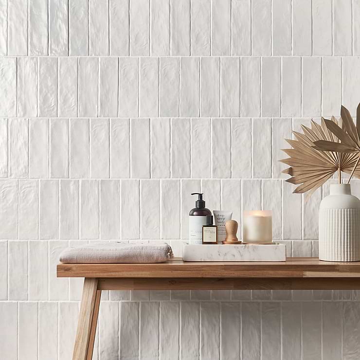 Sample-Montauk Gin White 2x8 Mixed Finish Ceramic Subway Tile