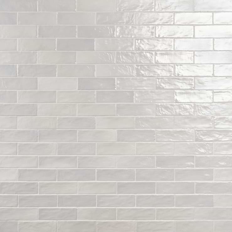 Sample-Montauk Gin White 2x8 Mixed Finish Ceramic Subway Tile