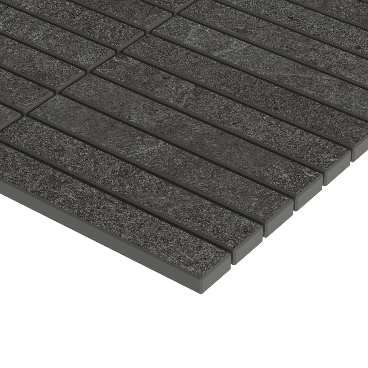 Era Charcoal Black 1x6 Stacked Limestone Look Matte Porcelain Mosaic ...