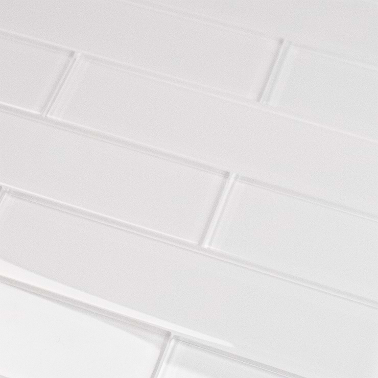 Buy Loft Super White 2x8 Polished Glass Subway Wall Tile | TileBar.com