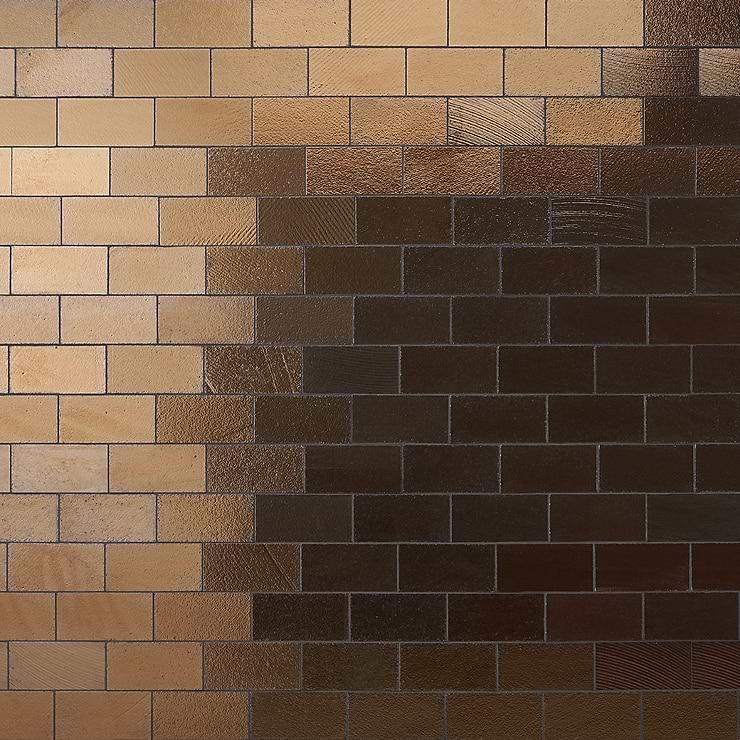 Buy Magma Brick Bronze 3x6 inch Polished Lava Stone Tile | TileBar.com