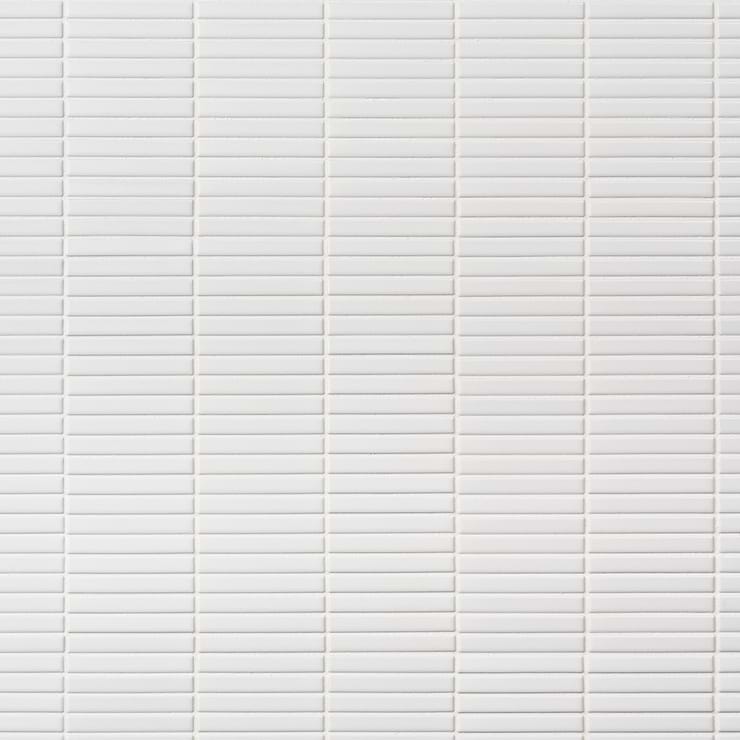 Kai White 1x4" Tri-Stacked Matte Porcelain Mosaic Tile | Tilebar.com