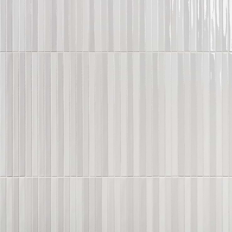 Kanbina Blanco White 5x18 Glossy Ceramic Mosaic Tile | Tilebar.com