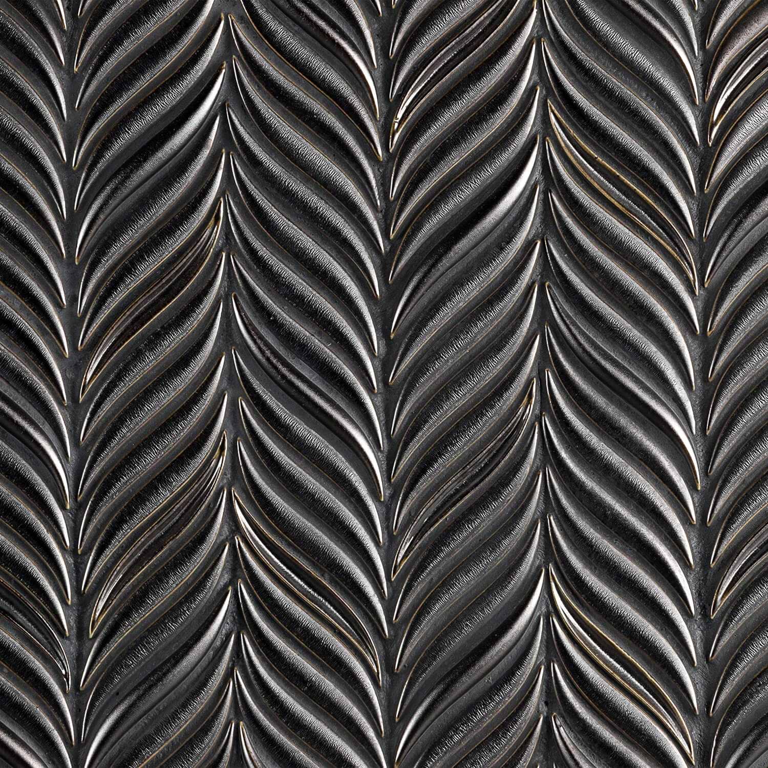 Sample-Nabi Alula Metallic Gunmetal Gray Chevron Matte Glass Mosaic ...