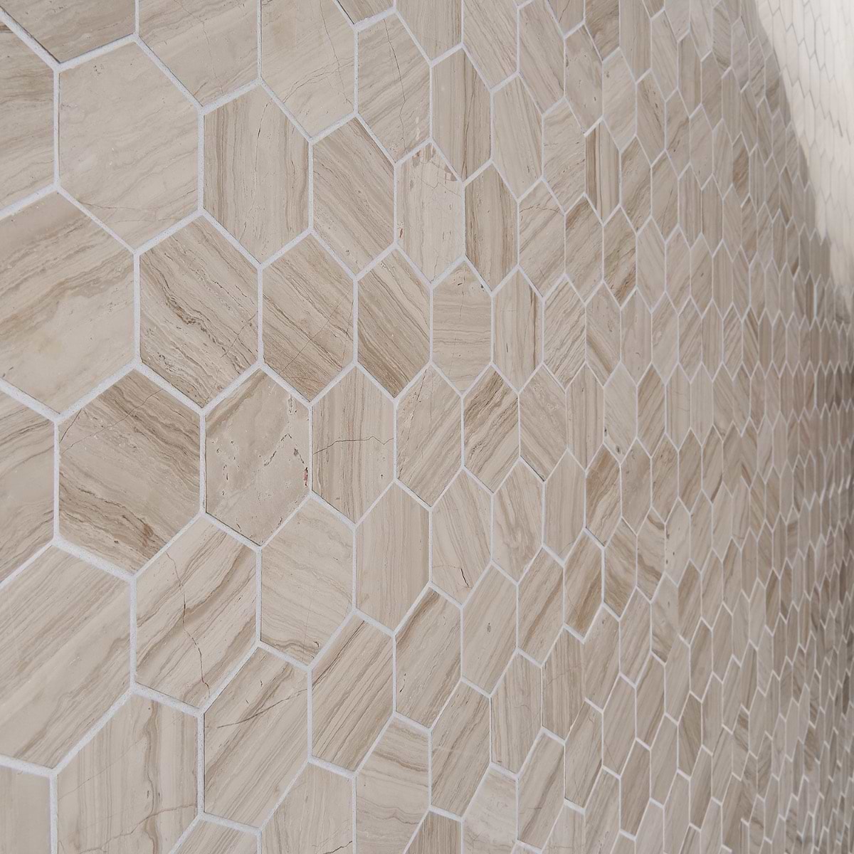 Wooden Beige 2" Hexagon Polished Marble Mosaics