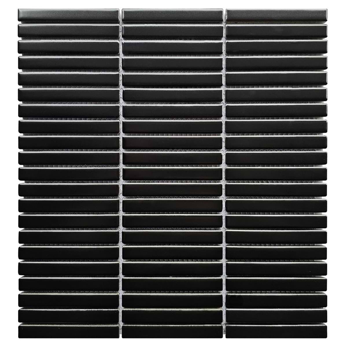 Kai Black 1x4" Tri-Stacked Matte Mosaic Tile | Tilebar.com