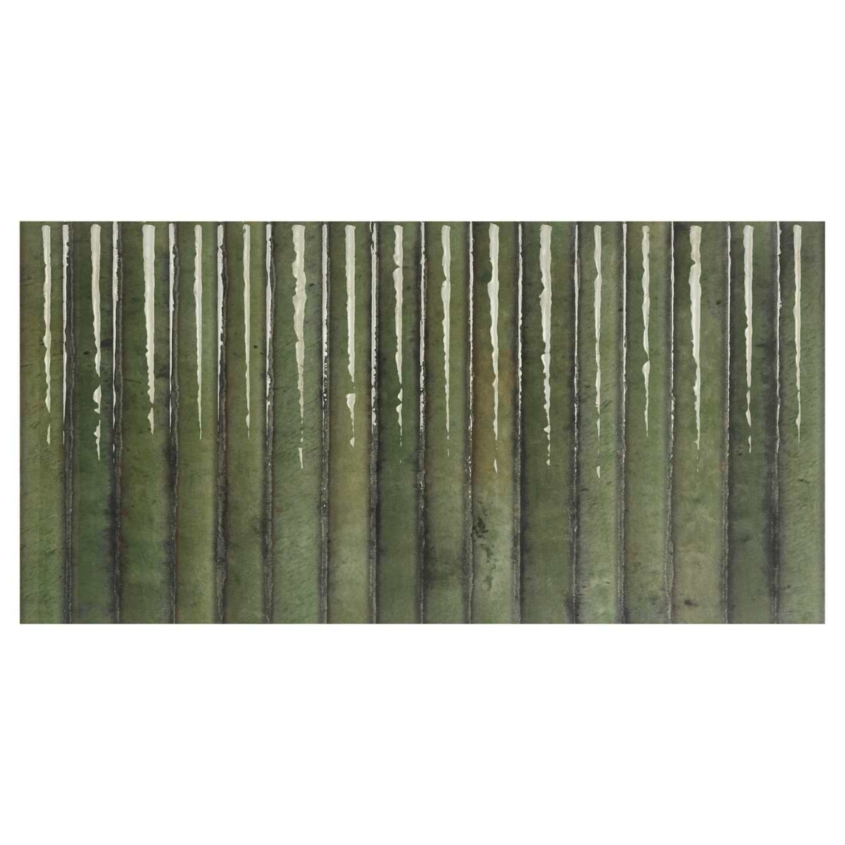 Sample-Curve Fluted Green 6x12 3D Glossy Ceramic Tile | Tilebar.com
