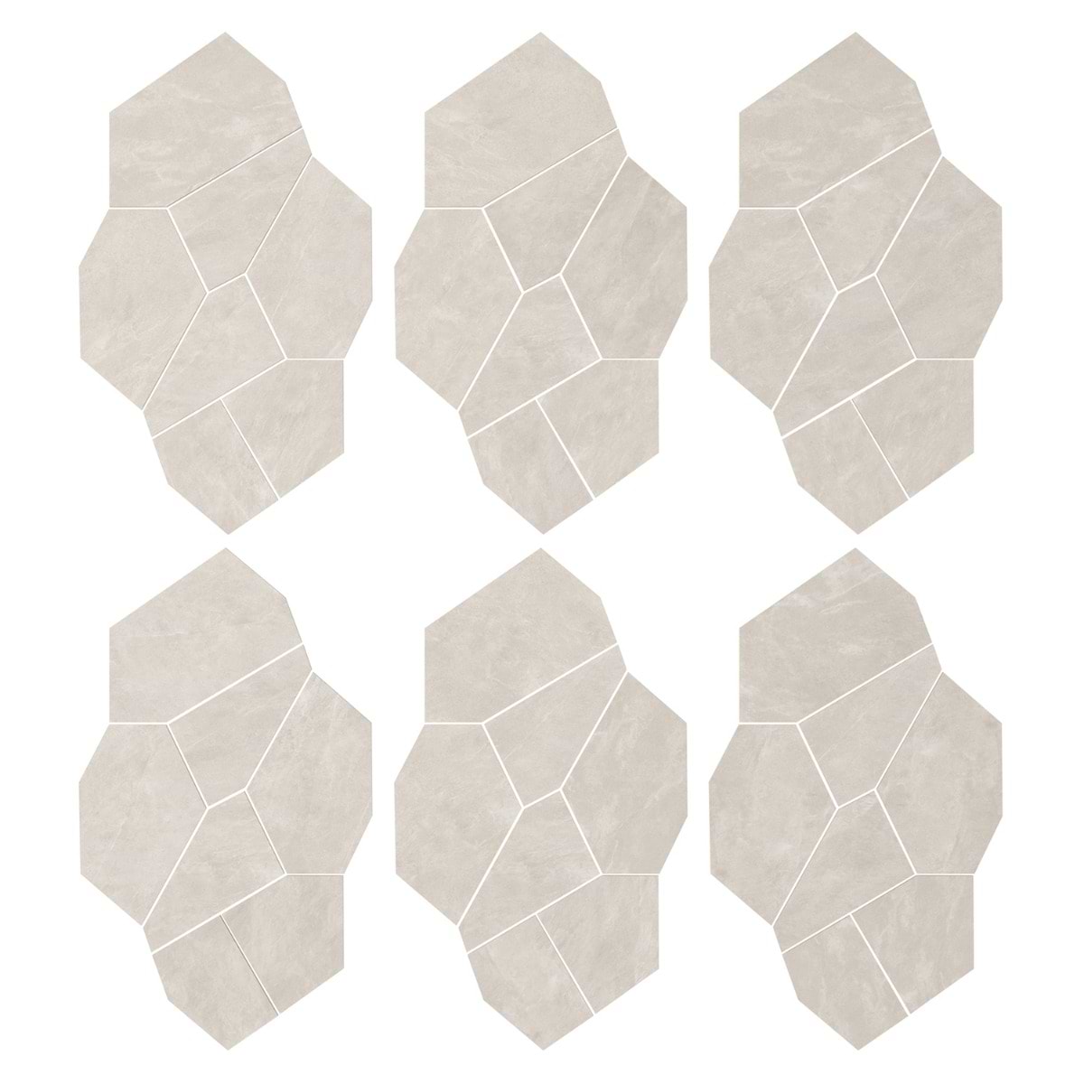 Era Linen White Organic Pattern Limestone Look Matte Porcelain Mosaic ...