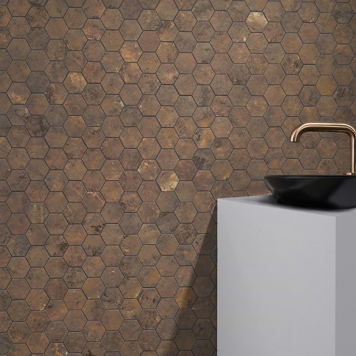 Shop Portrait Copper 2 inch Hexagon Matte Porcelain Mosaic Tile ...
