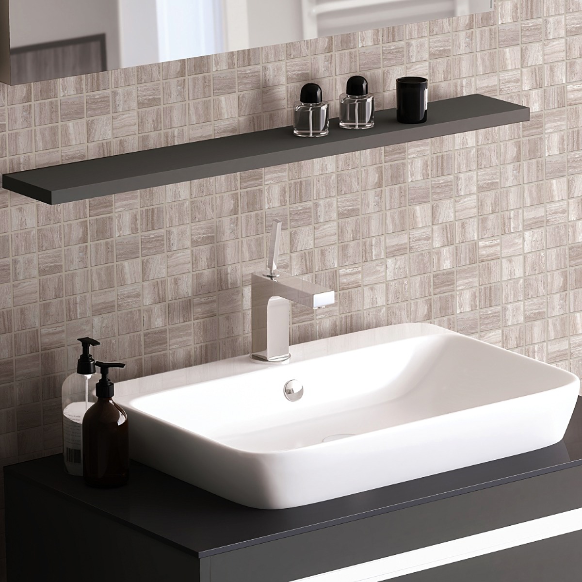 Sample-Nashville Taupe 2x2 Matte Porcelain Mosaic Tile | Tilebar.com