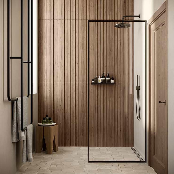 Nobu Ribbon Roble Brown 24x48 Wood Look Matte Porcelain Tile | Tilebar.com