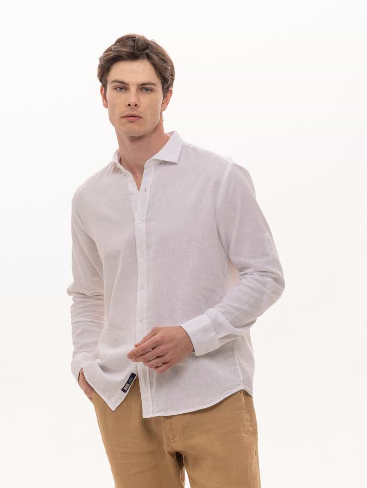 ג'ק מונסונגו JackMonsonego - BGS white shirt linen חולצת פשתן צבע לבן